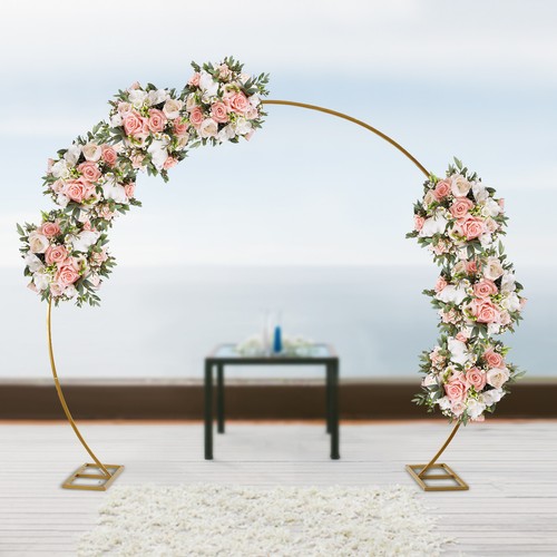 Round Gold Wedding Arch Metal Frame Garden Arbor Party Flowers Backdrop ...