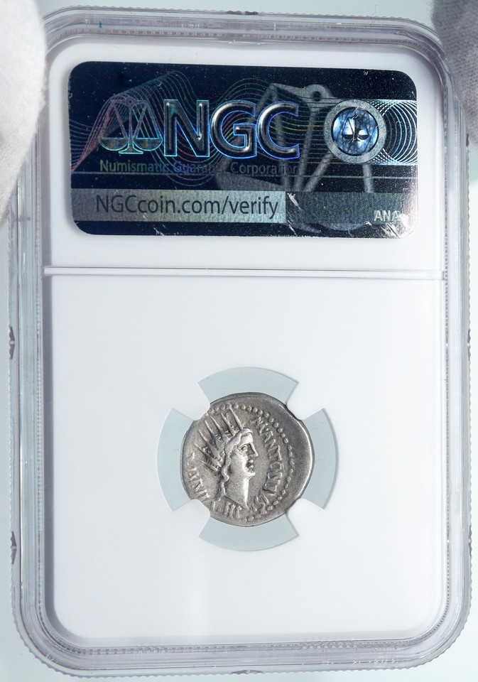 MARK ANTONY 42BC Military Mint Ancient Silver Roman DENARIUS Coin SOL ...