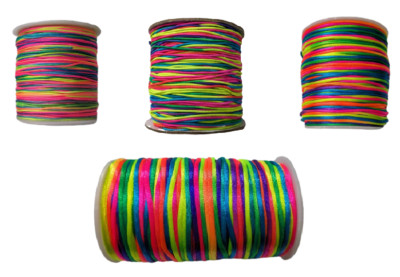 Rainbow Cords 1mm 2mm for Jewellery Making choose from Braided, Satin ...