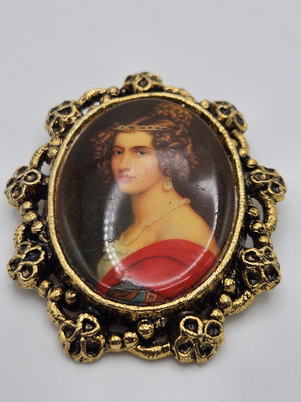 Vintage Gold Tone Victorian Lady Portrait Brooch Pin … - Gem