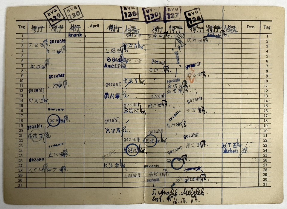 German Pay Record for a worker in the textile, clothing and leather ...