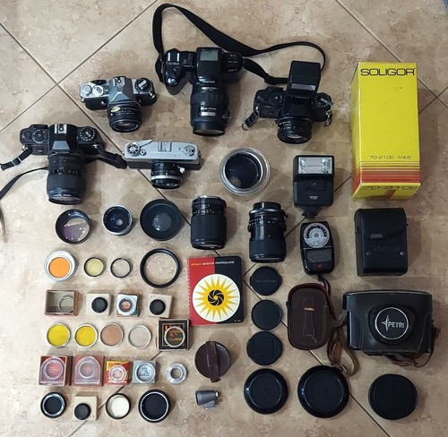 Lot of 35mm Film Cameras Plus Lenses Filters Retaining Rings | eBay