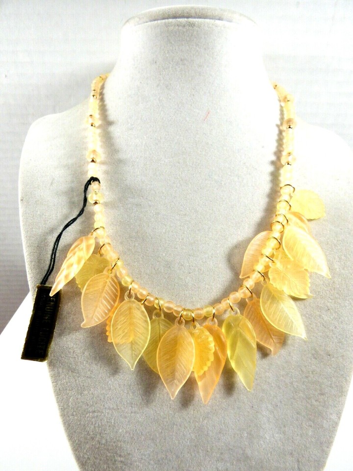 VTG Hong Kong Genuine Lucite Orange Cream Leaf Charm Cluster Necklace ...
