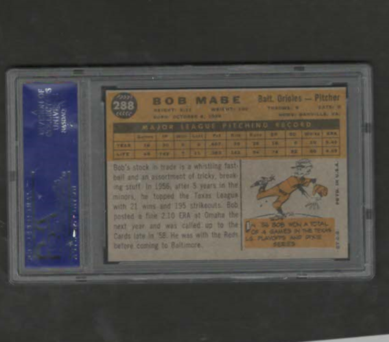1960 Topps Baseball Bob Mabe # 288 PSA 7- Near-Mint-SET BREAK! | eBay