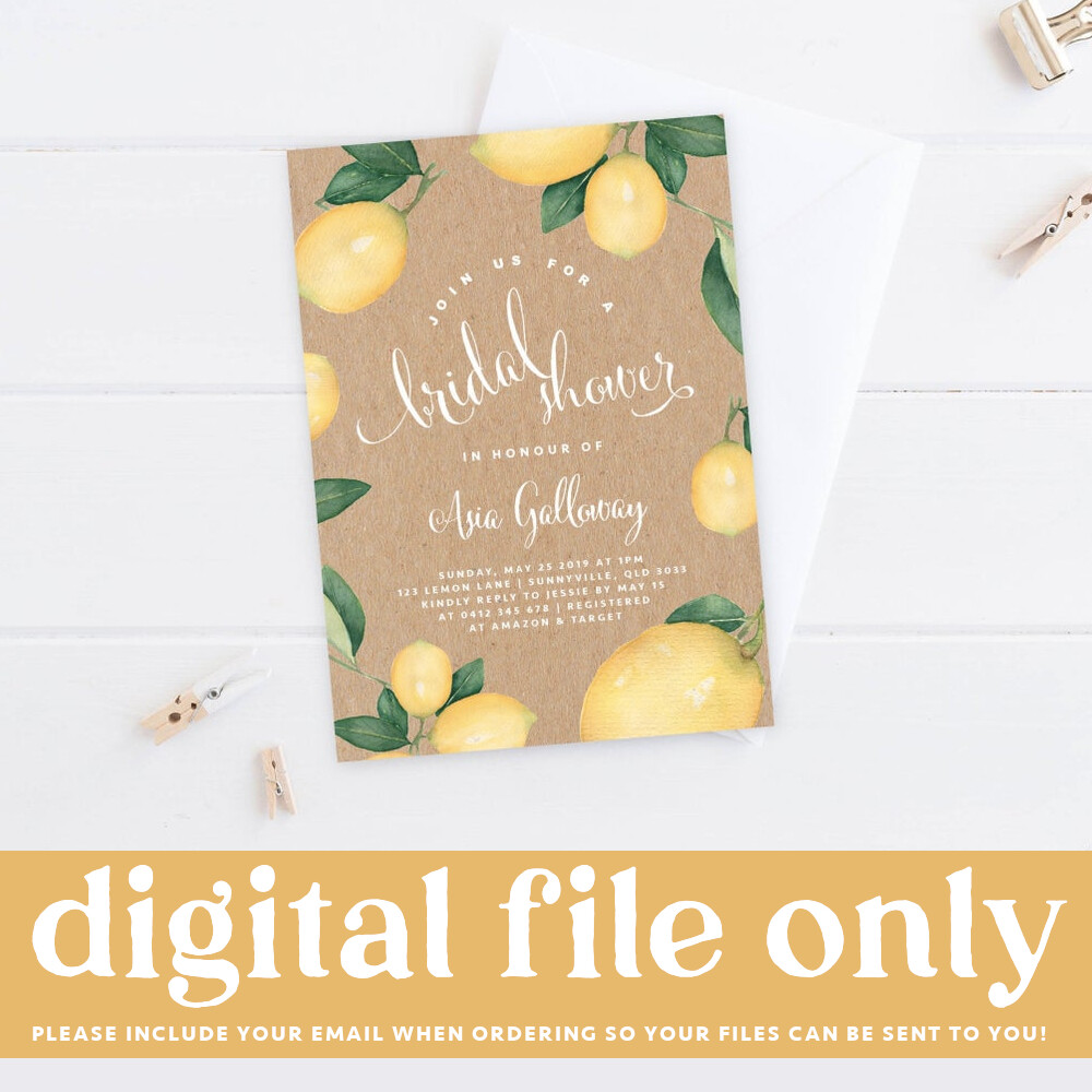 Fill Bridal Shower Invitations Printable Lemon Themed Bridal Shower