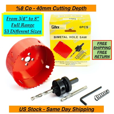 HOLE SAW KIT, Cuttex Tools Bi-Metal Hole Saw Kit,6 PCS Set,%8 Co, MAX ...
