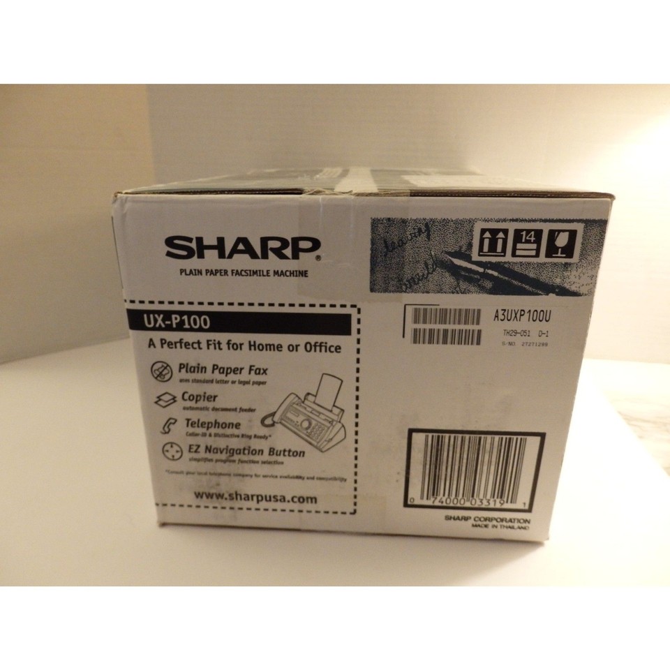 NEW Sharp UX-P100 Plain Paper Personal Fax Machine Copier Phone Caller ...