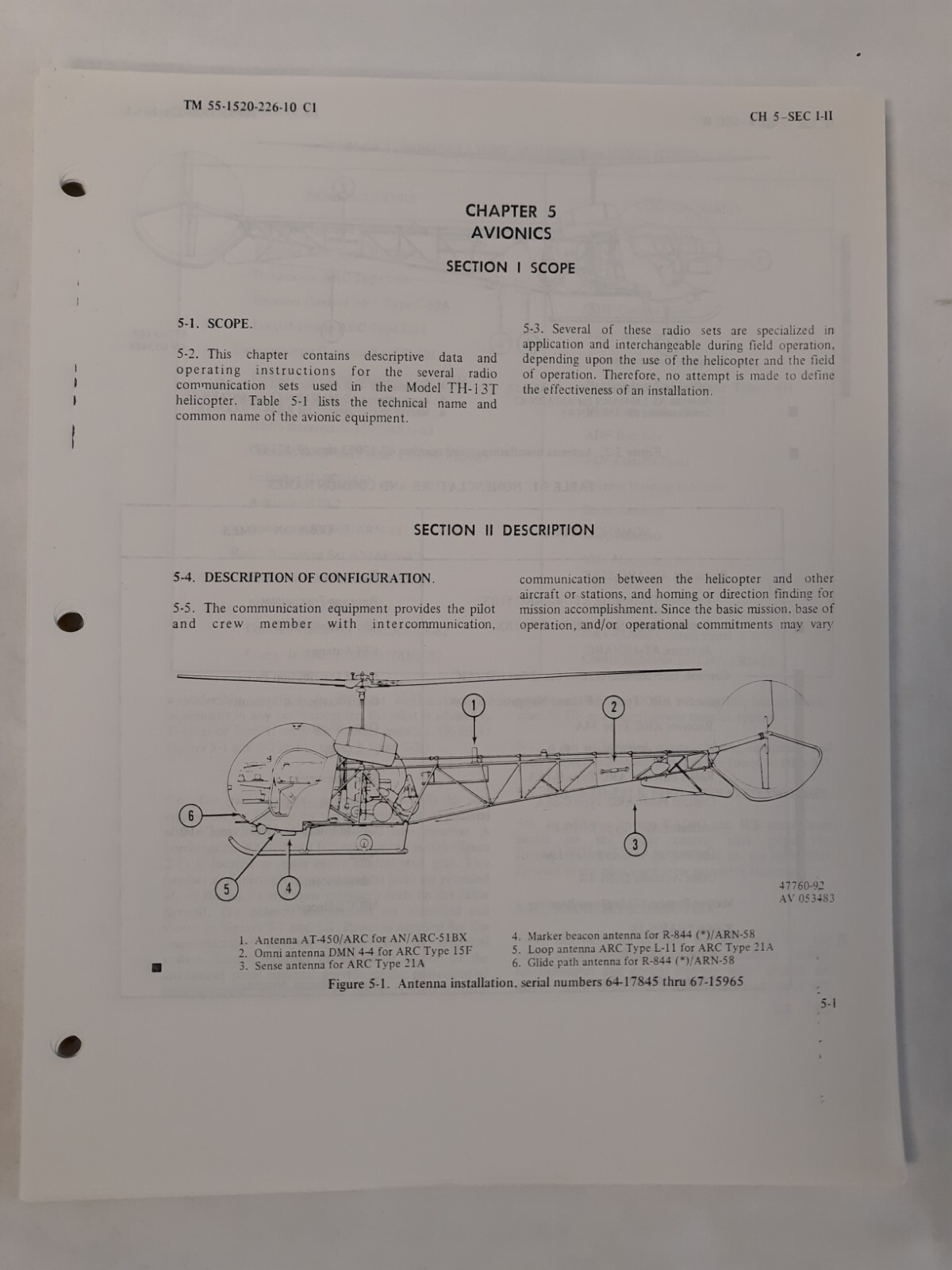 Bell Army Model TH-13T Helicopter Operators Manual TM 55-1520-226-10 ...