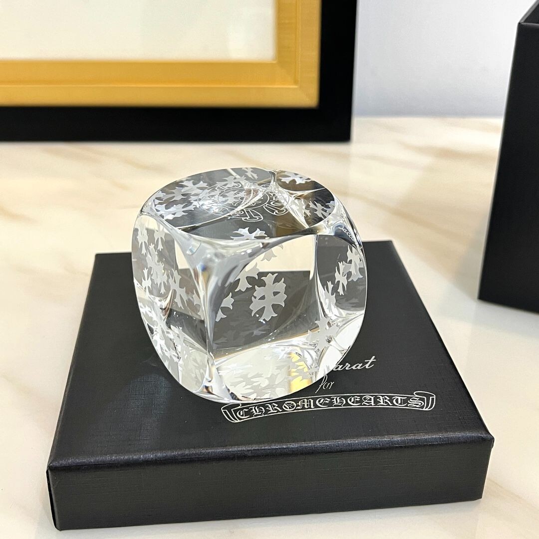 Baccarat x Chrome Hearts Dice Crystal Glass Cube RARE from Baccarat x Chrome Hearts Dice Crystal Glass Cube RARE from