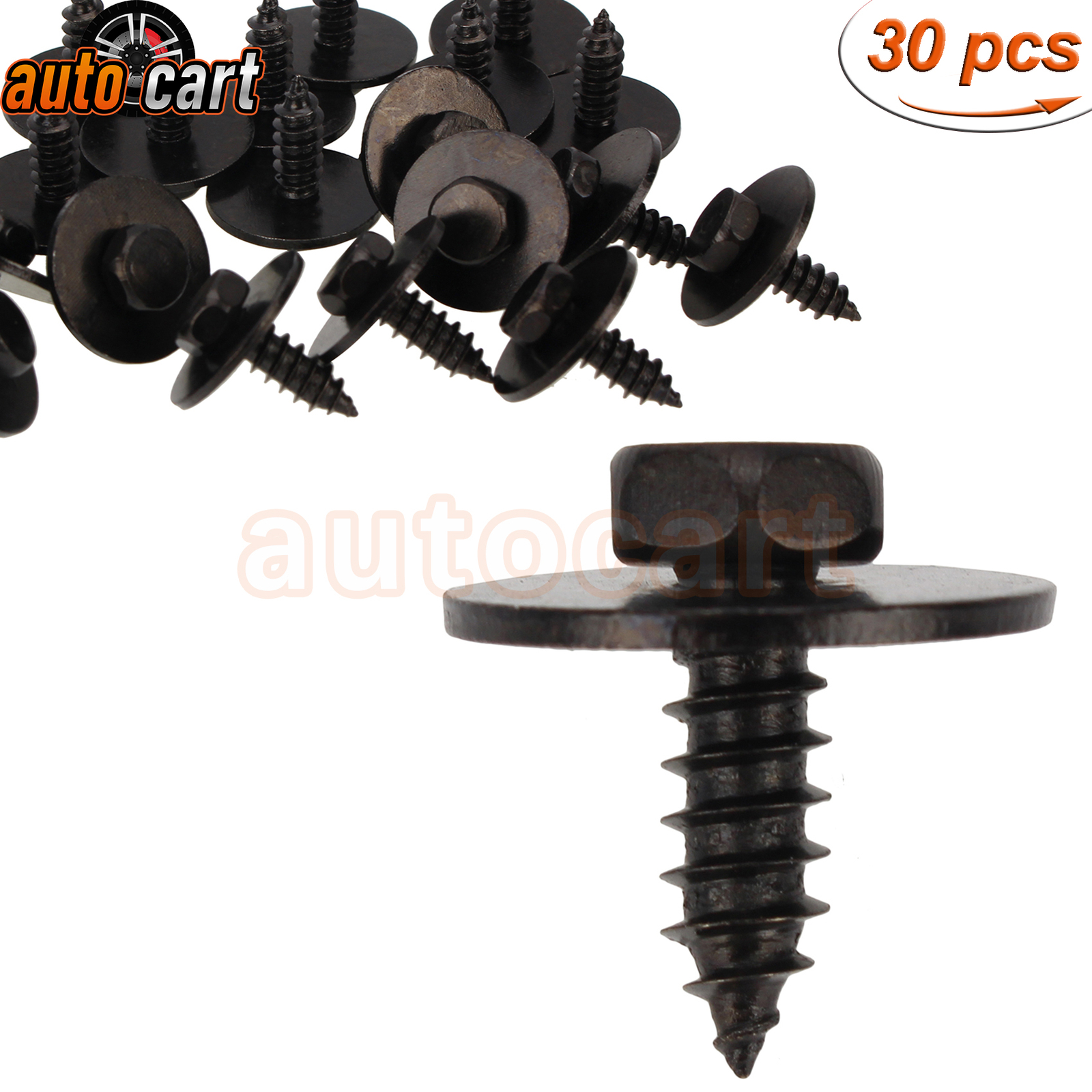 30X Car Body Fender Bumper Retainer Metal Clip Screw Hex Head Washer ...