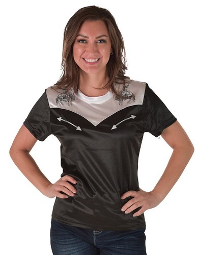 Cowgirl Tuff Western Shirt Womens S/S Satin Stretch Black 101018 | eBay
