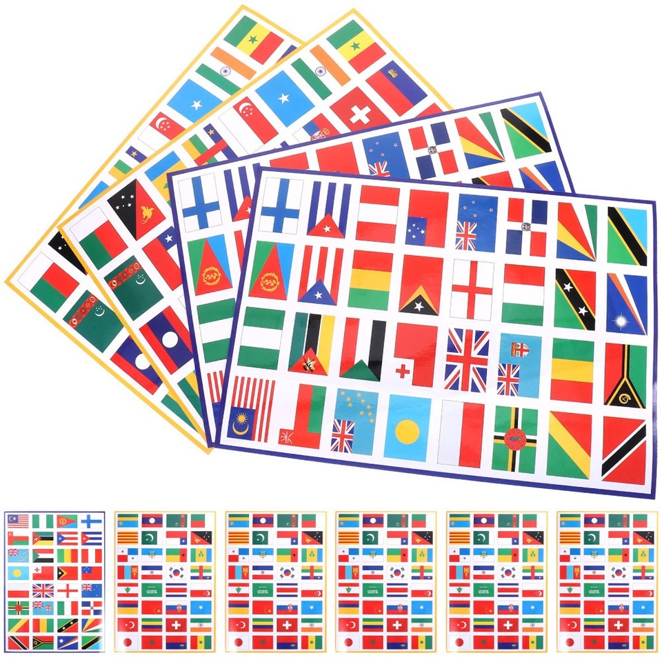 10 Sheets Countries of The World Stickers Mini Country Flags Decal | eBay