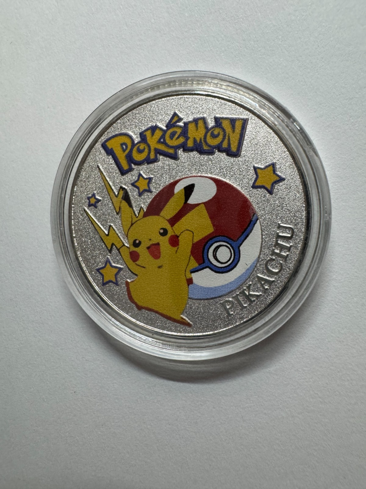 Pikachu/Ball Silver Metal Coin - NEW Pokemon Collectors Gift 1oz. 1.57 ...