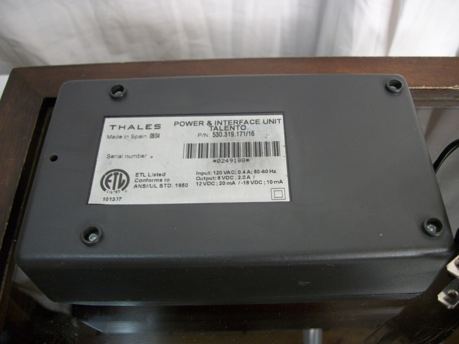 Thales Talento Power & Interface Unit 530.319.171/16 for Credit Card ...