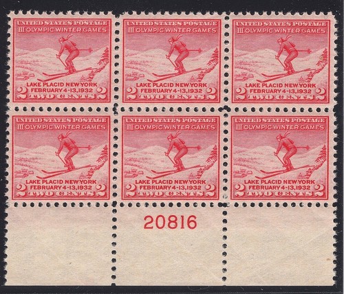 #716 XF MNH OG-2C WINTER OLYMPICS BOTTOM PLATE BLOCK-L@@K!! (REM #716 ...