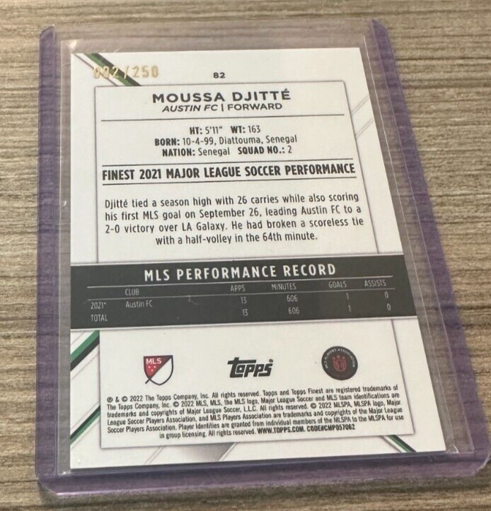 2022 Topps Finest MLS - Moussa Djitte #82 Purple Refractor /250 (RC ...