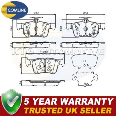 Comline Rear Brake Pads Set Fits Ford Kuga Mondeo S-Max Galaxy Edge ...