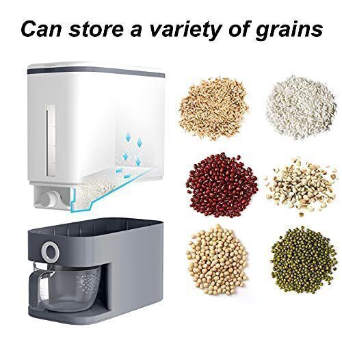 25Lbs Rice Dispenser, Large Sealed Grain Container Storage with Lid ...