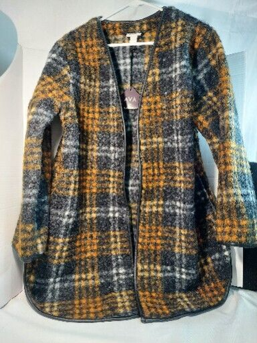 Ava & Viv Rust/Plaid Wooly Jacket/Shacket Shawl Type Jacket - NWT | eBay