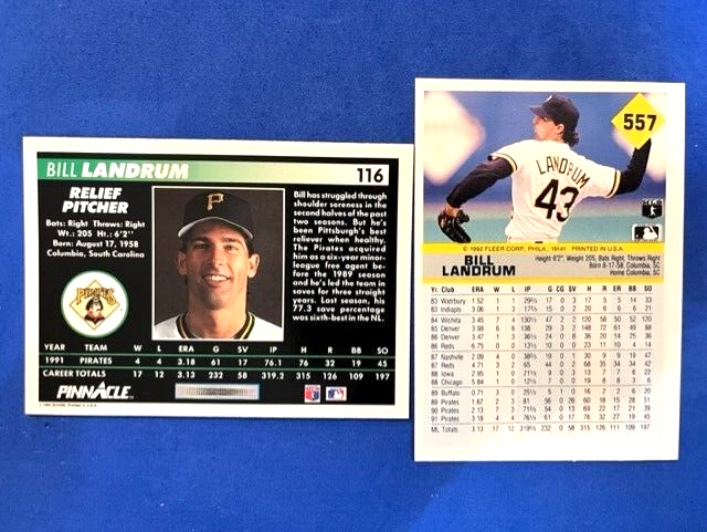 MLB - Bill Landrum 1992 Pinnacle & 1992 Fleer Baseball - Pirates | eBay