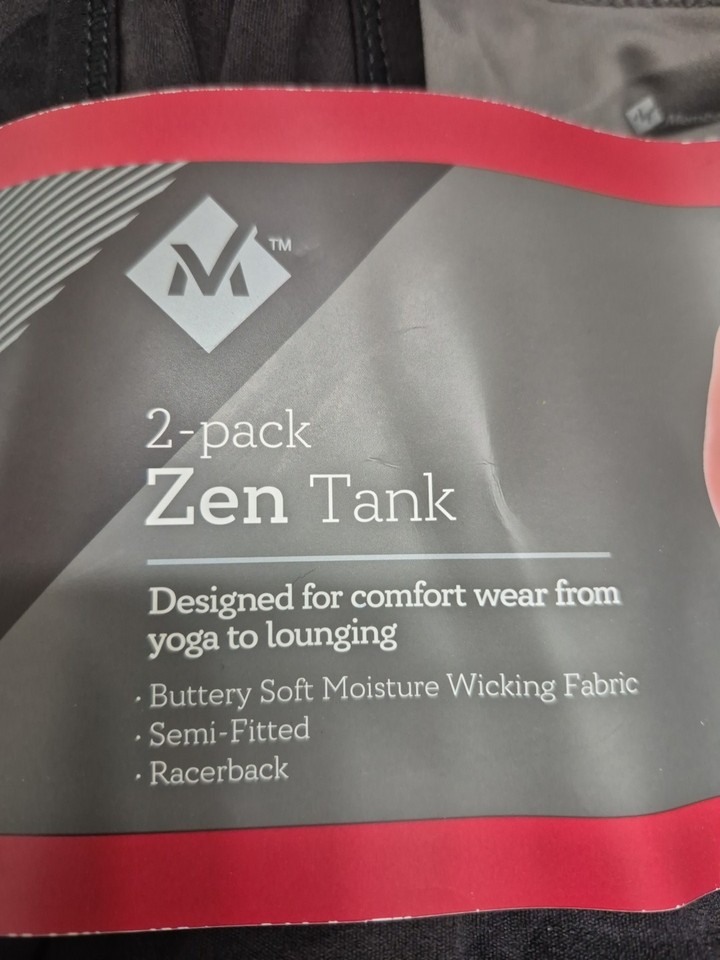 2 Pack Zen Tank Tops XL Black Grey Moisture Wicking Members Mark Yoga ...