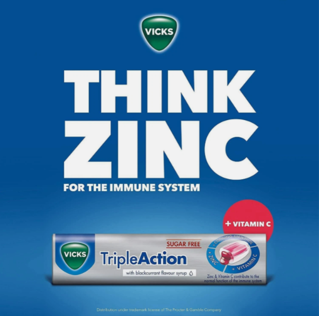 VICKS VapoDrops Triple Action, Sugar Free Lozenges with Menthol 42g ...