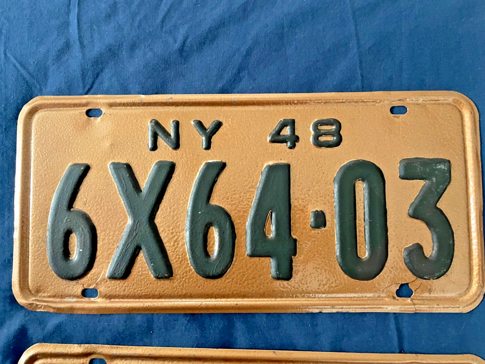 1948 New York License Plates Matching Pair NY 48 Vintage Original 6X64 ...