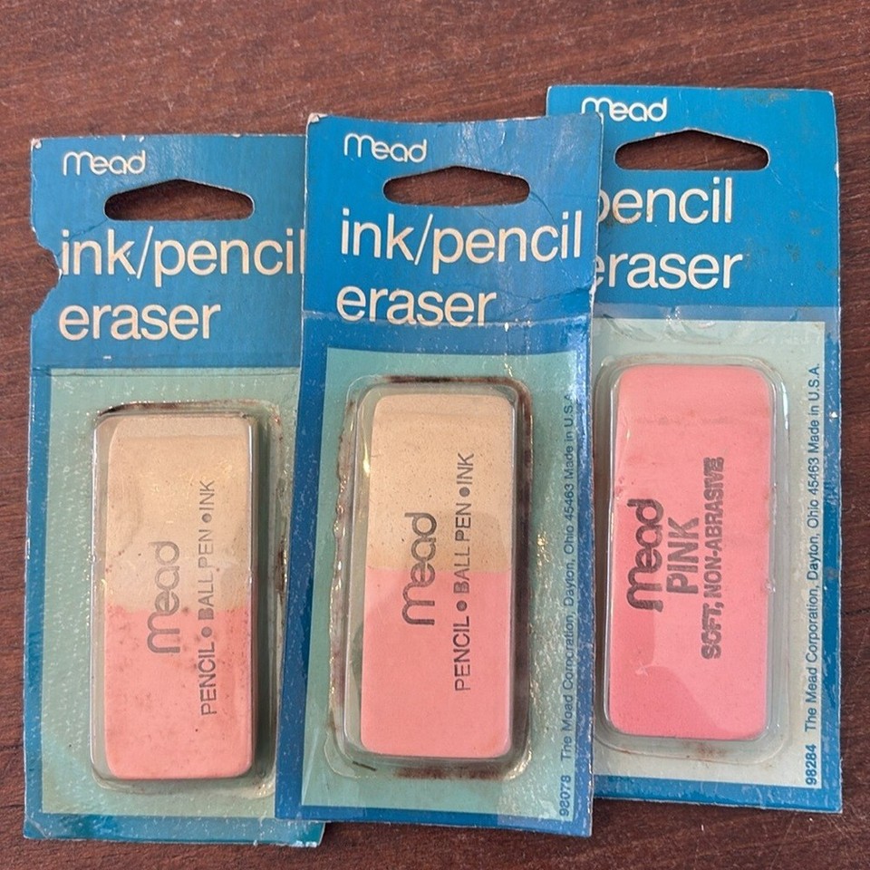Vintage Mead Ink & Pencil Pink Erasers – 1980s/1990s – NOS (New Old ...