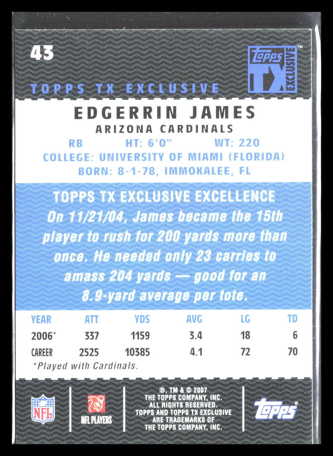 2007 Topps TX Exclusive - #43 Edgerrin James for sale online | eBay
