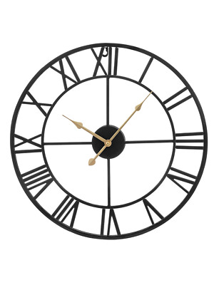 Roman Numerals Wall Clock Metal Large Wall Clocks for Living Room Home ...