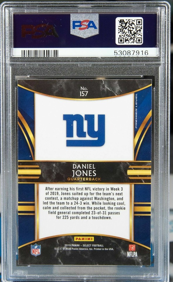 🔥 DANIEL JONES ROOKIE 🔥 2019 Panini Select HOLO Premier Level 157 RC ...