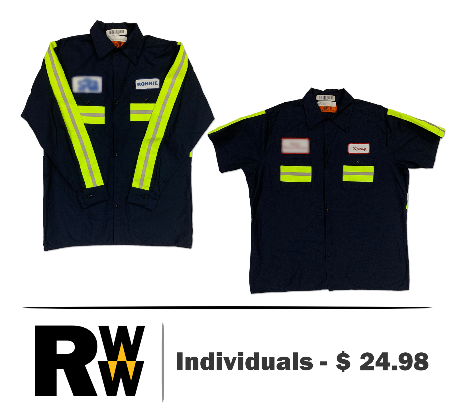 Reed Reflective Hi Vis Work Shirts 2 Pocket Short & Long Sleeve Uniform ...