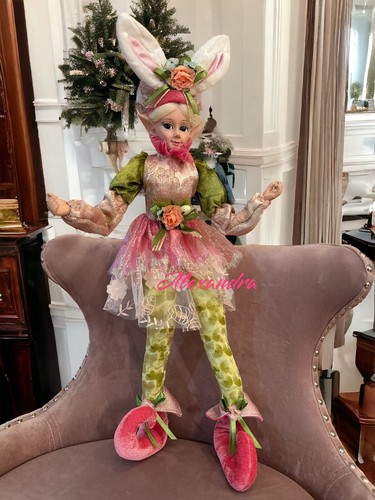 Cynthia Rowley Easter Elf Bunny Shelf Sitter Doll 24" Tabletop Spring ...
