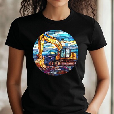 T-Shirt Frauen Bagger Buntglas Motiv Baumwolle Größe XS bis 3XL | eBay.de