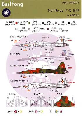 Bestfong Decals 1/144 NORTHROP F-5E/F TIGER II China Air Force | eBay