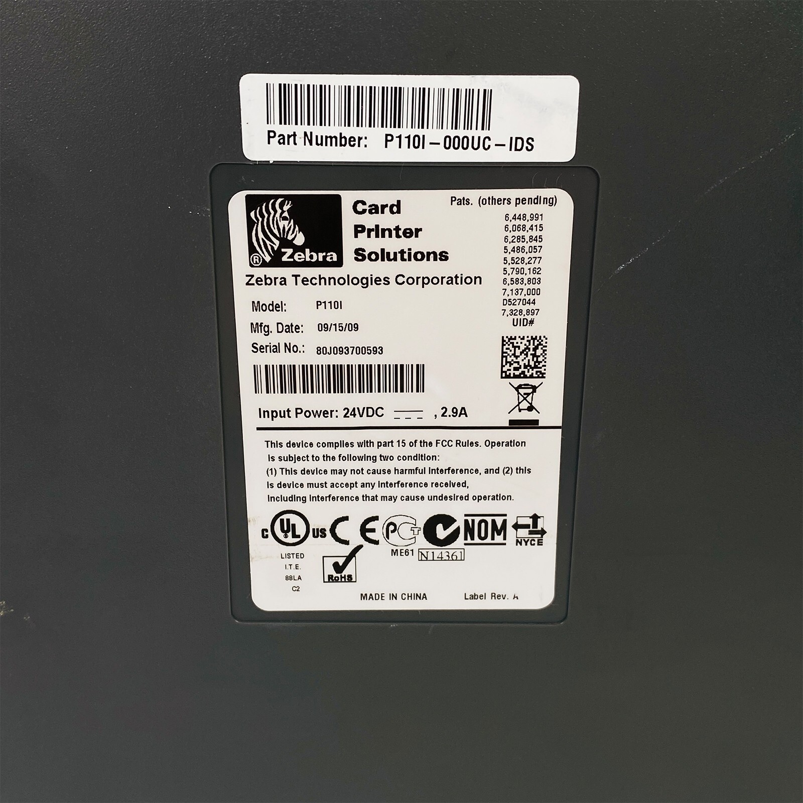 Zebra P110i Thermal Single-Sided Full Color ID Card Printer USB LAN w ...