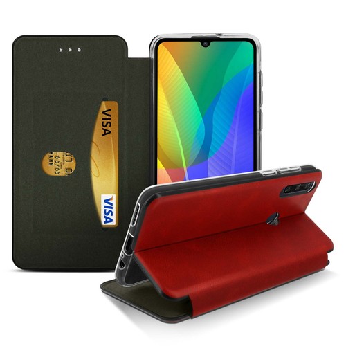 Back Cover for Huawei Y6p Textured Leather with with Stand- Red | eBay
