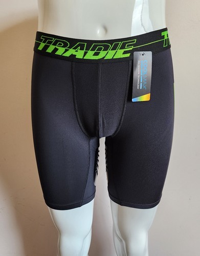 Tradie Underwear Mens Black Emerald Flash Tech Long Leg Trunk Brief Size S New | eBay