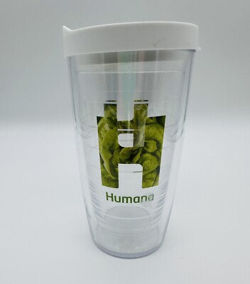 Tervis Tumbler Humana 16oz Clear and Green White Lid BPA Free Cup Drink ...