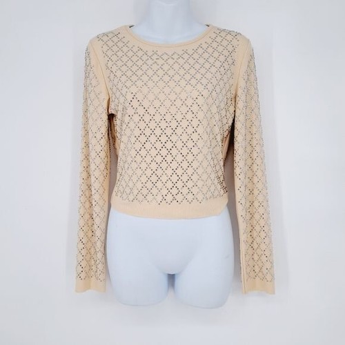 L/C Lizette Collection Cream Super Soft Stretch Jersey Knit Rhinestone ...