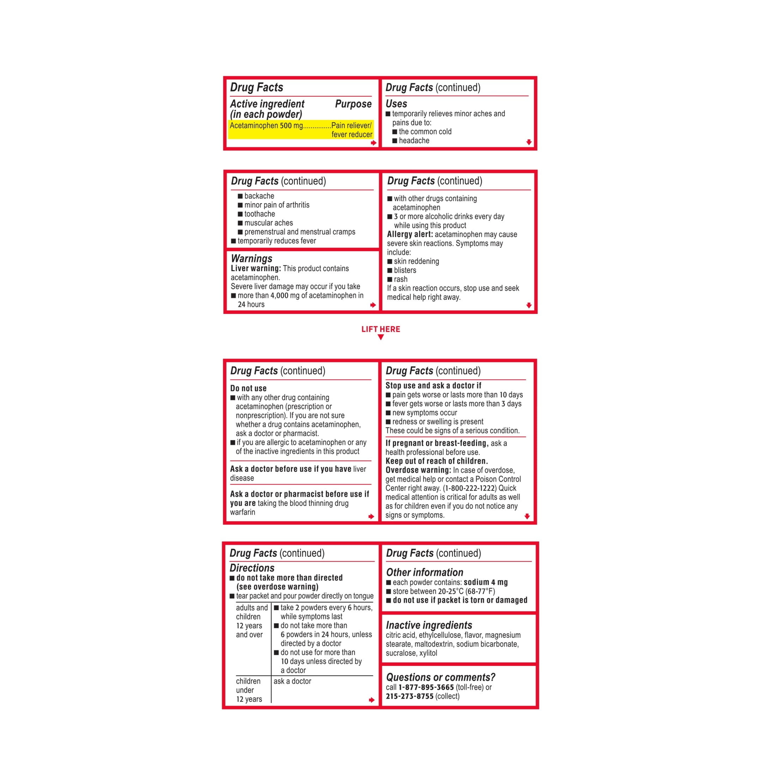 Tylenol Extra Strength Dissolve Packs with Acetaminophen 500 mg, Berry ...