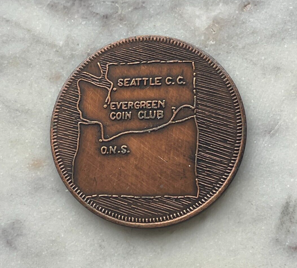 1965 Evergreen Coin Club Silver Anniversary Coin Show Bronze Token ...