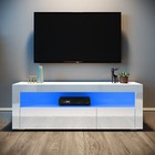 Modern TV Unit Cabinet White Stand High Gloss Sideboard 120cm with LED ...