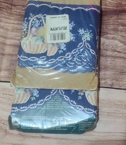 Vintage Norwall Wallpaper Border Floral Fruit Basket Print 5 Yds. Lot ...