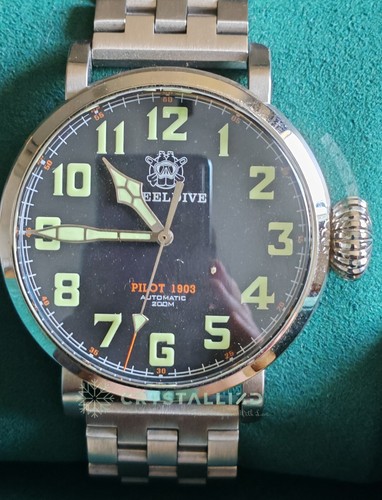 STEELDIVE 46MM AVIATOR SEIKO NH35 PILOT DIAL SWISS C3 SUPERLUME ...