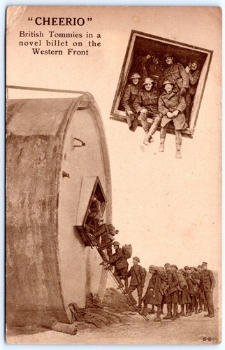 Postcard Cheerio British Tommies In A Novel Billet On Western Front WWI ...