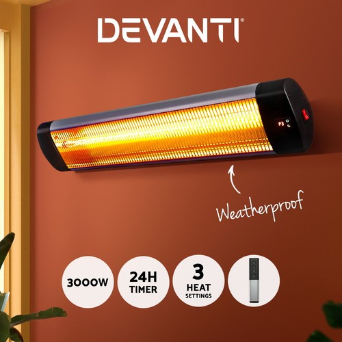 Devanti Electric Strip Heater Radiant Heaters Indoor Outdoor Remote ...