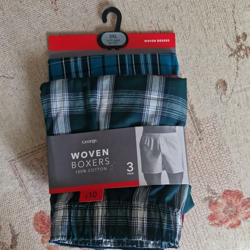 George Men's 3 Pack Woven Boxers 100% Cotton size 3XL loose fit | eBay UK
