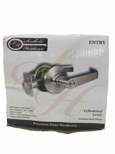 Cylindrical Lever Entry Lockset Keyed Stainless Steel ANSI Grade 2 ASA ...