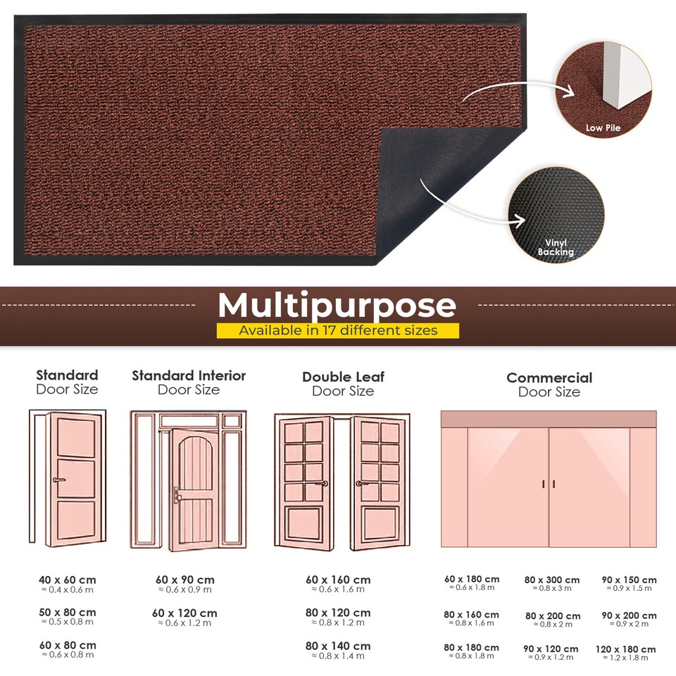 Large Indoor Door Mat Entrance Rug Dirt Trapper Non Slip Washable ...